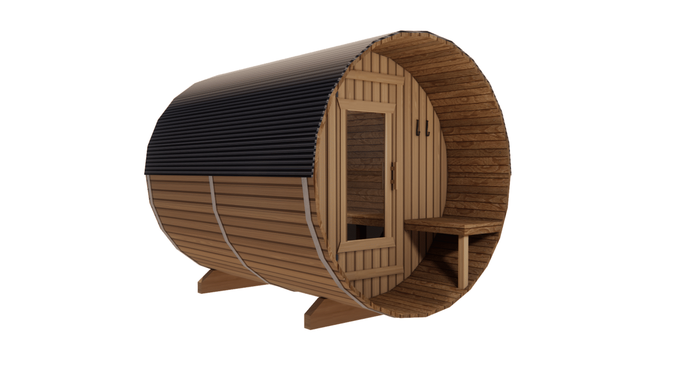 6 Person Cedar Barrel Sauna with Porch – 10ft – BnB Barrels